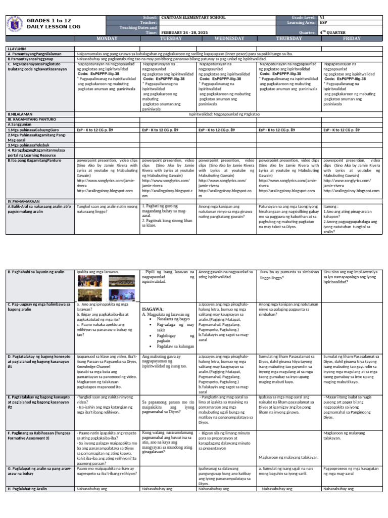 DLL - Esp 6 - Q4 - W3 | PDF