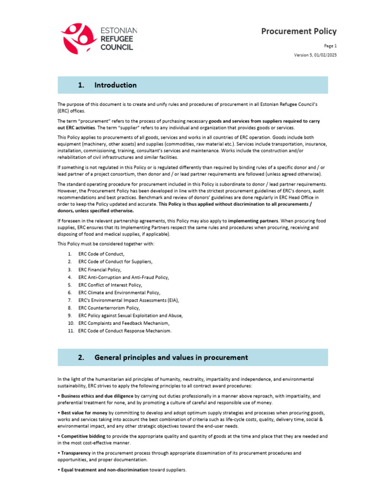 Procurement Policy v5 0 | PDF | Procurement | Conflict Of Interest