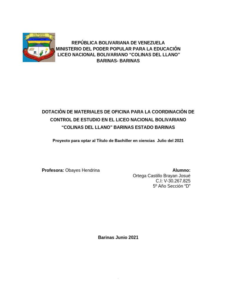 Proyecto Materiales de Oficina | PDF | Enseñando | Lápiz