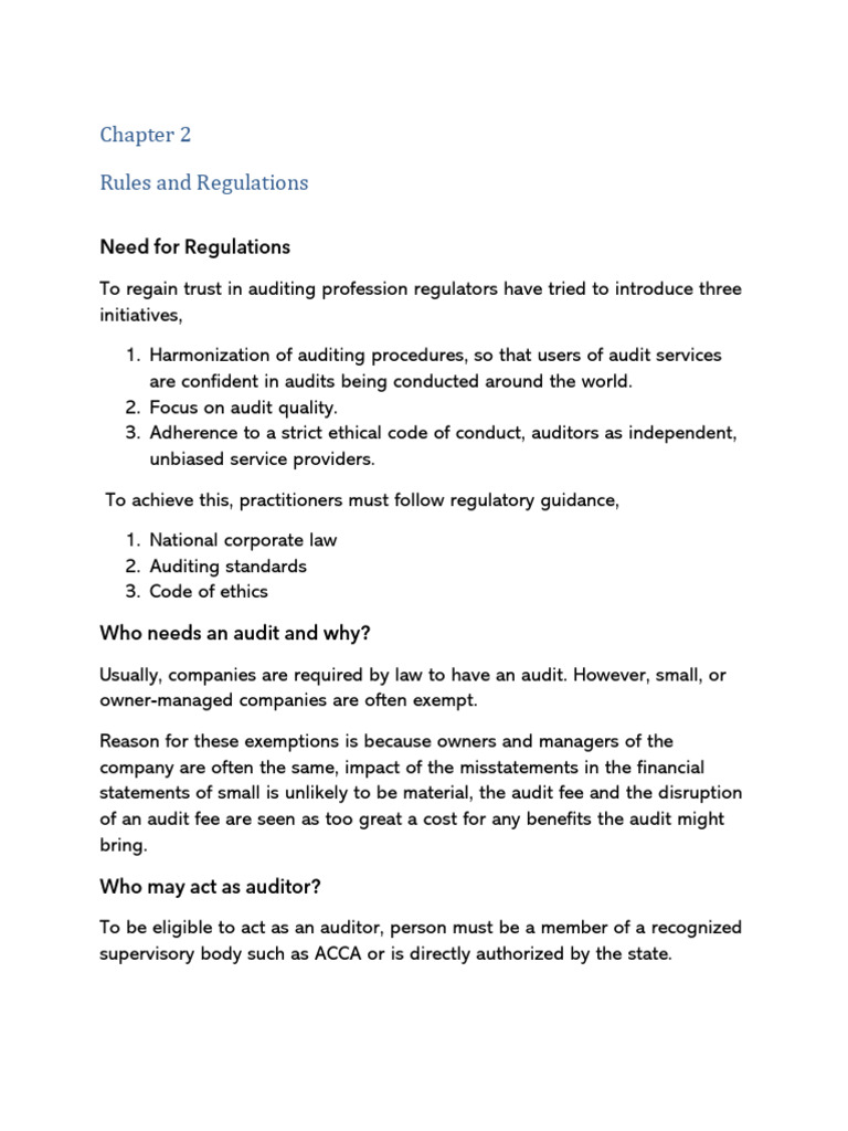 Chapter 2 - Rules and Regulations | PDF | Audit | Financial Audit
