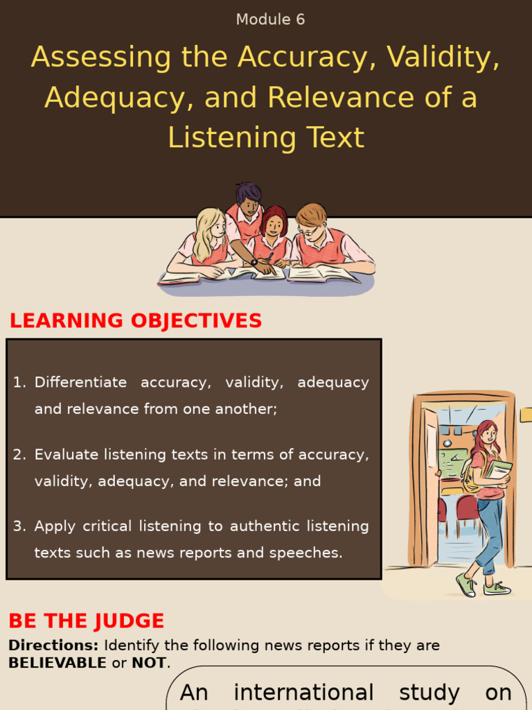 MODULE 6 - Assessing The Accuracy, Validity, Adequacy and Relevance of ...