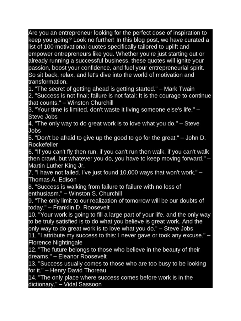 Are You An Entrepreneur Looking For The Perfect Dose of Inspiration To Keep You Going | PDF ...
