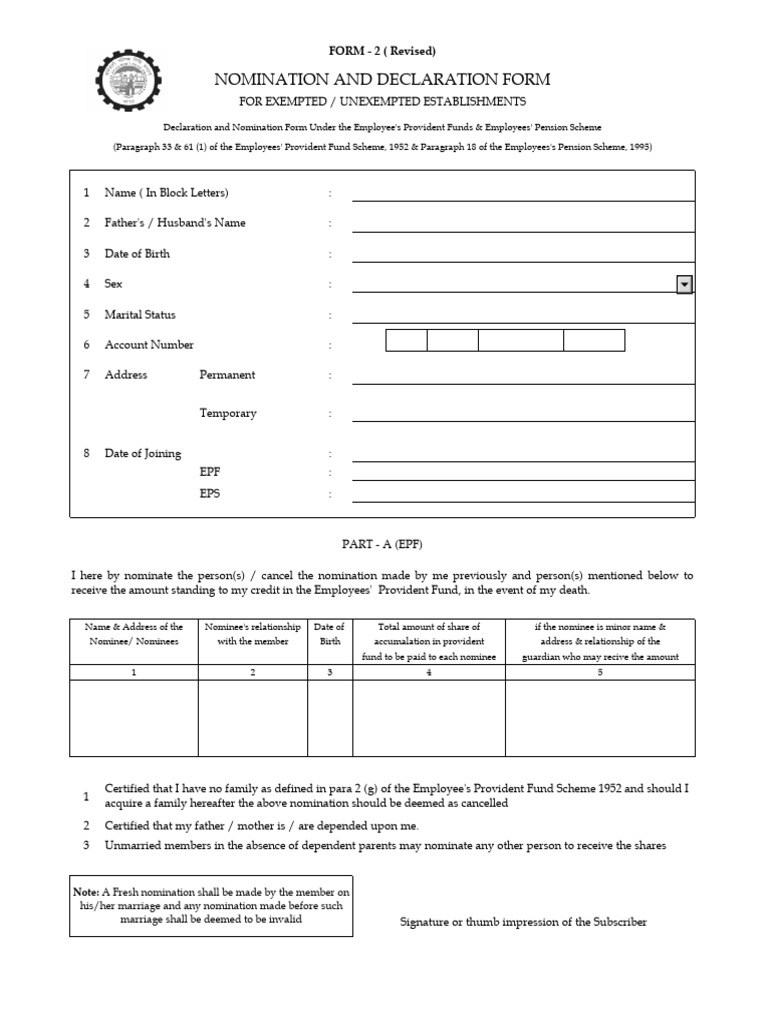 FORM 2 - Nomination Form - Feb'23 | PDF | Social Institutions