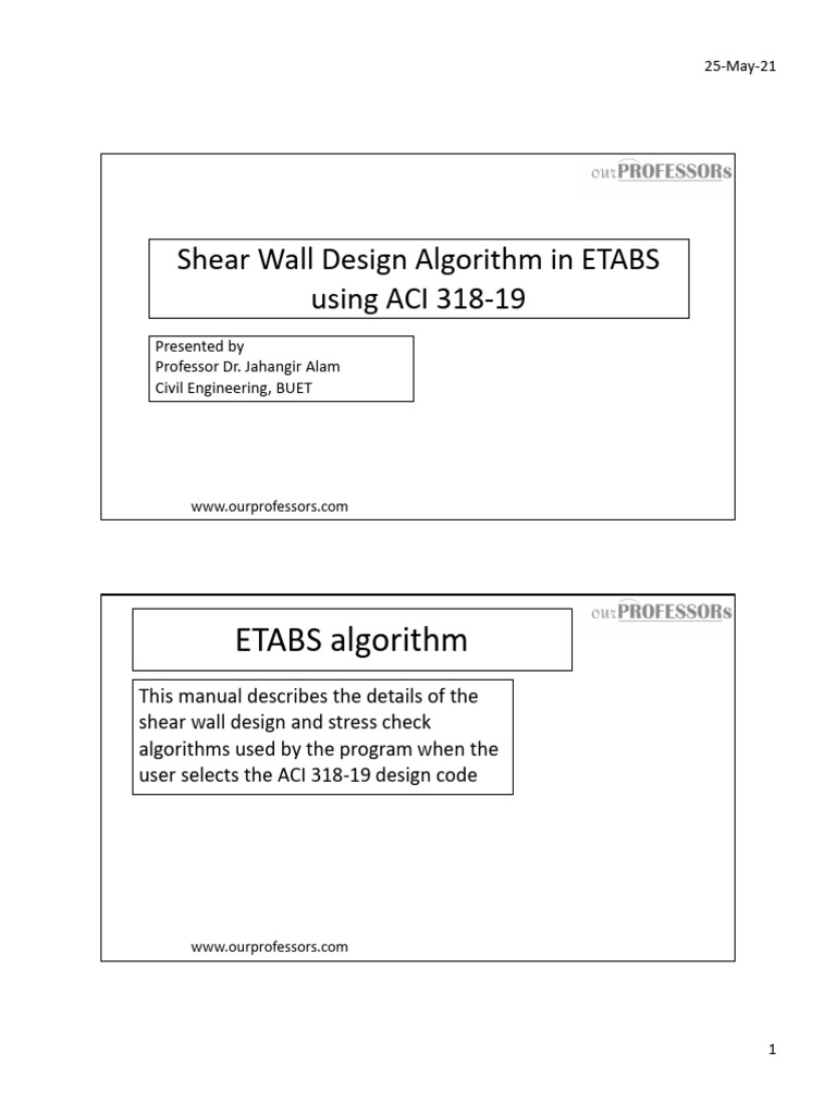 9 Shear Wall Design Manual - ETABS - Aci 318-19 | PDF | Deformation (Engineering) | Bending