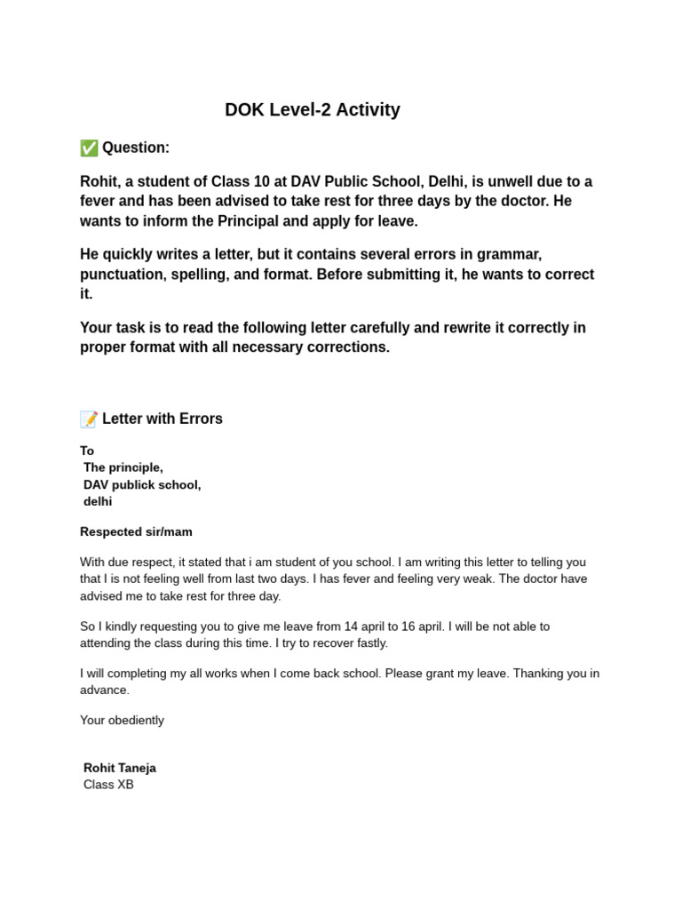 DOK Level-2 Activity - Google Docs | PDF