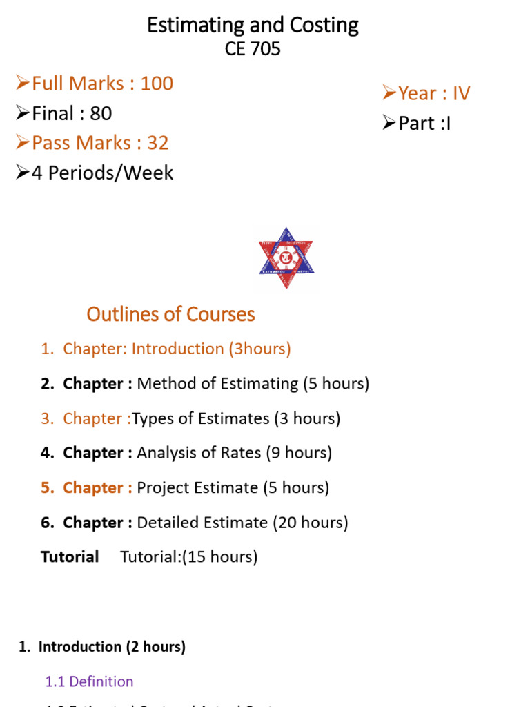 Estimating and Costing Old Syllabus IoE | PDF | Hydraulic Engineering | Environmental Engineering