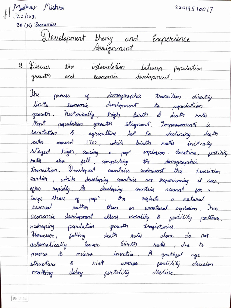 Development Theory Assignment Madhav Mishra 22-1031 | PDF