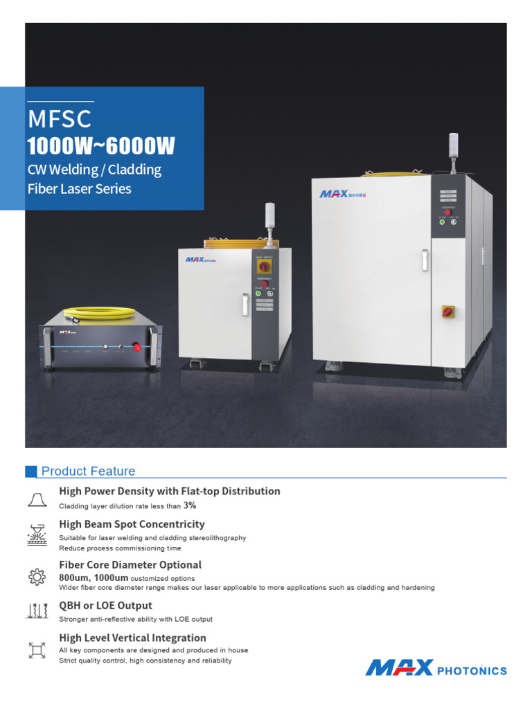 MFSC 1000W-6000W CW Welding & Cladding Fiber Laser | PDF | Laser | Optical Fiber