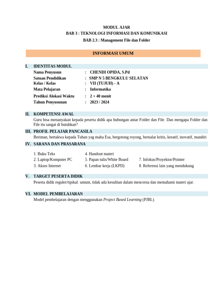 Modul Ajar Tik PMM | PDF