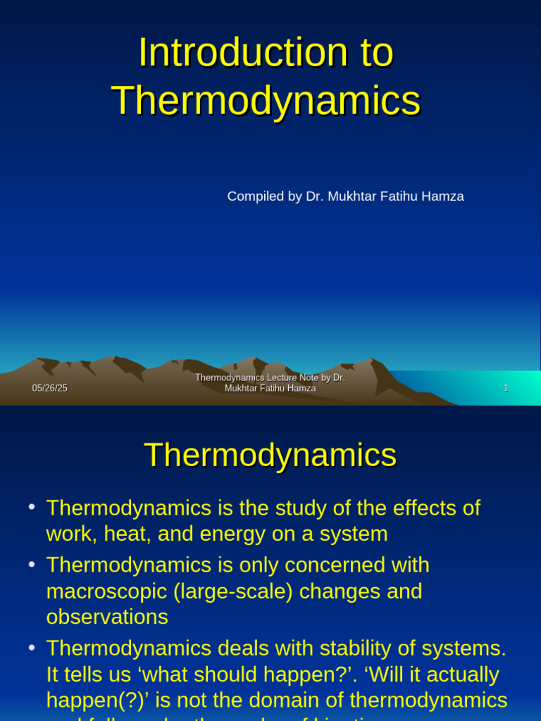 Lecture Note Thermodynamics | PDF | Heat | Temperature