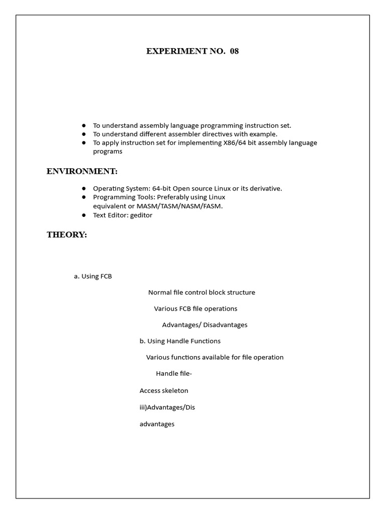 X86 Assembly File Operations Guide | PDF | Computer File | Assembly ...