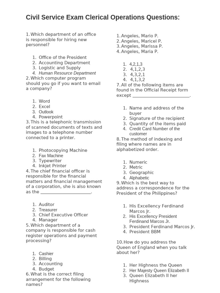 Clerical Operations Questions | PDF | Printer (Computing) | Invoice