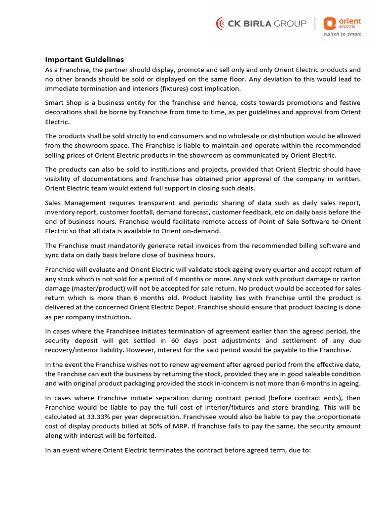 Franchise Guidelines | PDF | Franchising | Retail