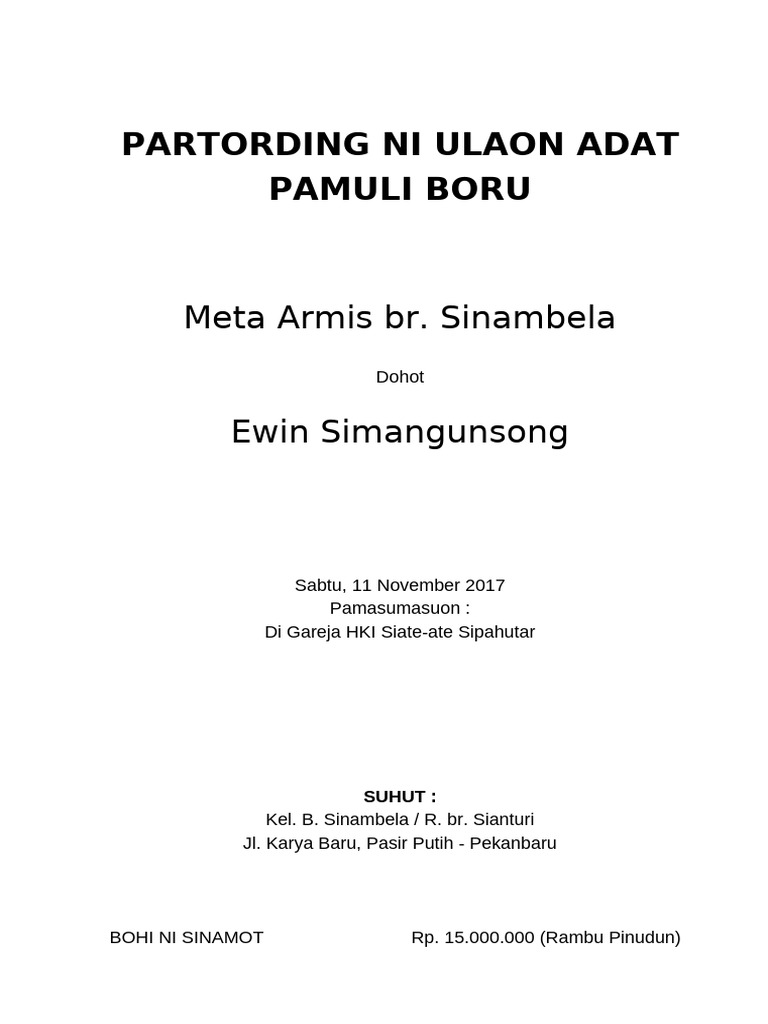 Tarombo Sinambela dalam Adat Ulaon | PDF