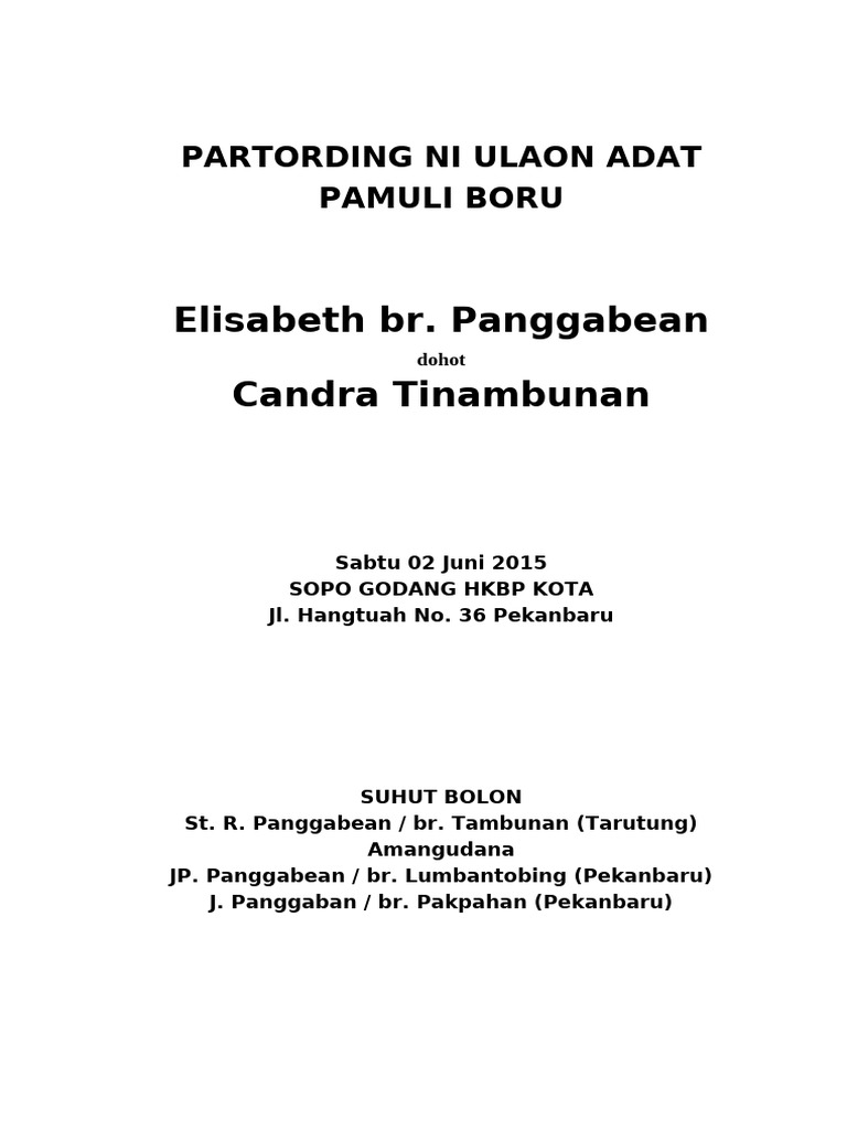 Tarombo Panggabean dan Boru Adat | PDF