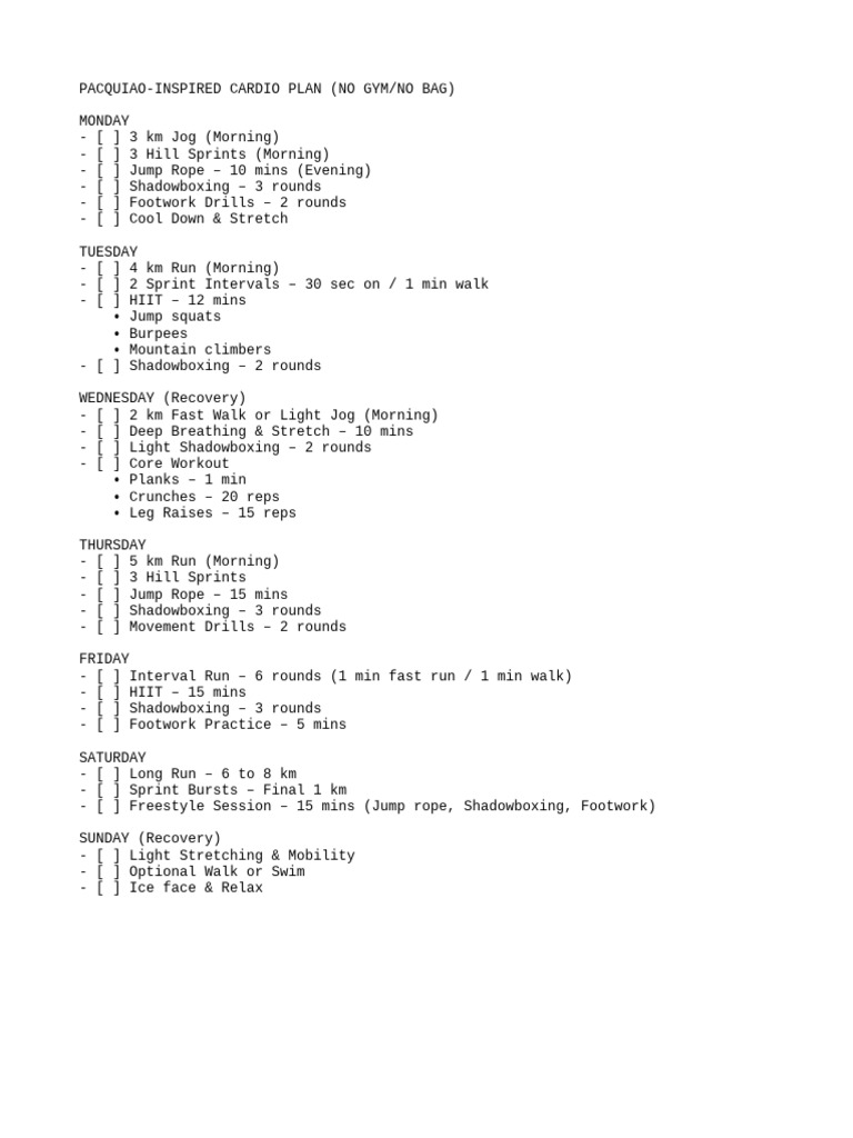 Pacquiao Cardio Checklist Isver | PDF