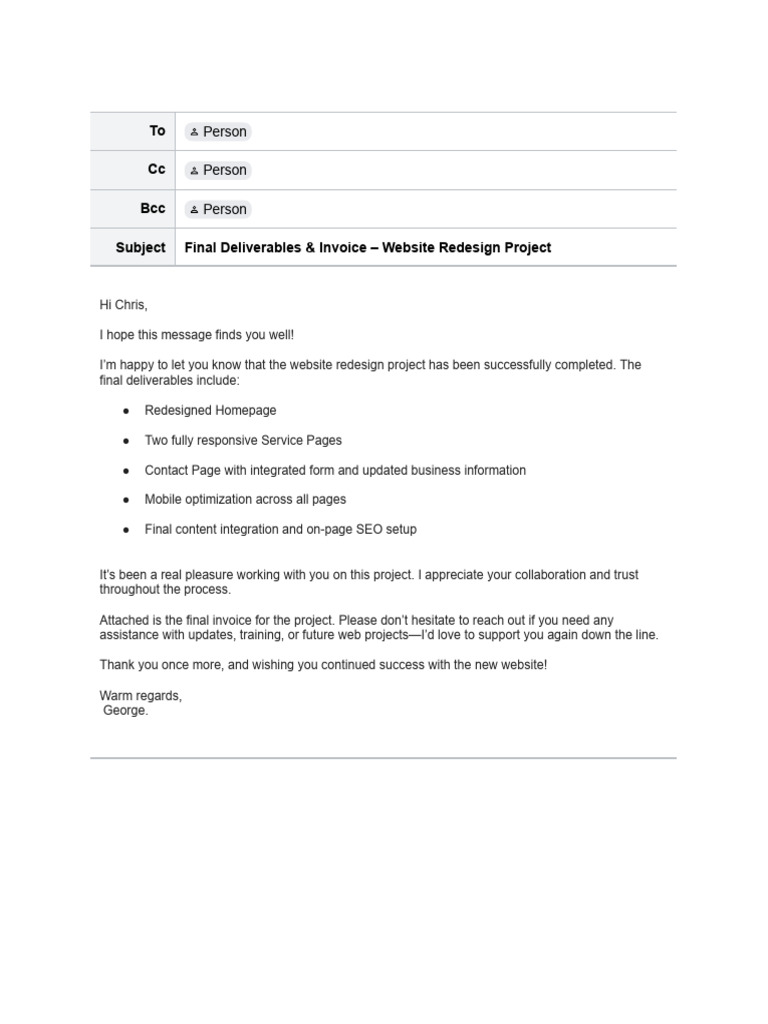 Final Deliverables & Invoice | PDF