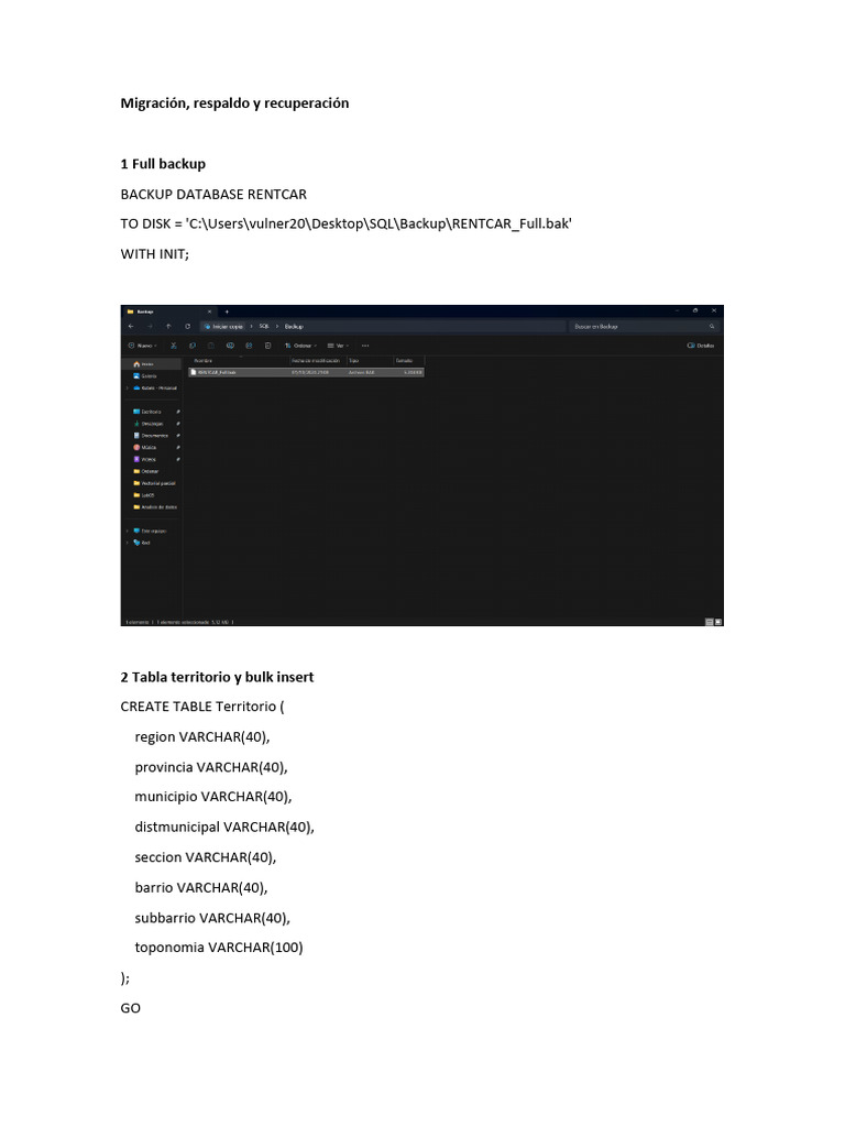 Migración, Respaldo BD2 | PDF