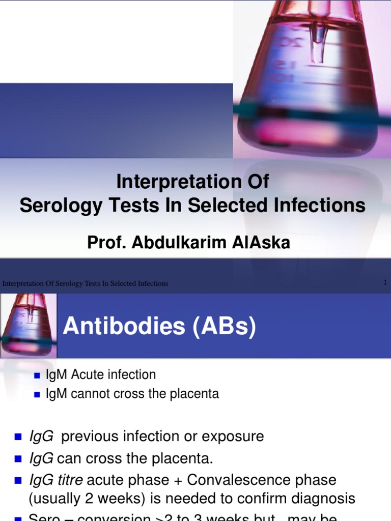 Interpretation of Serology Tests in Selected Infections | PDF ...