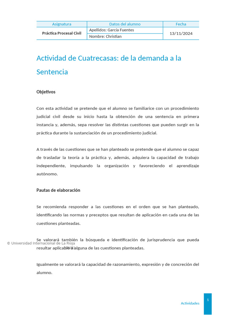 Actividad 1 Cuatrecasas | PDF | Apelación | Demanda judicial