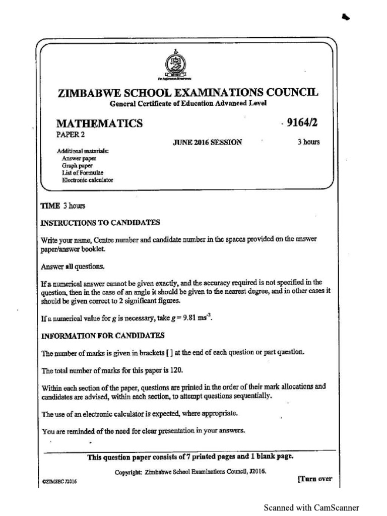 2016 Maths Alevel MJ Paper2 | PDF
