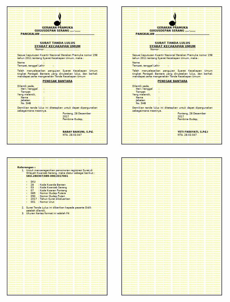 Surat Tanda Lulus SKU | PDF