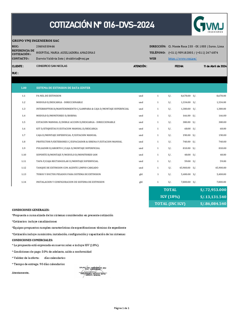 GRUPO VMJ INENIEROS SAc. | PDF