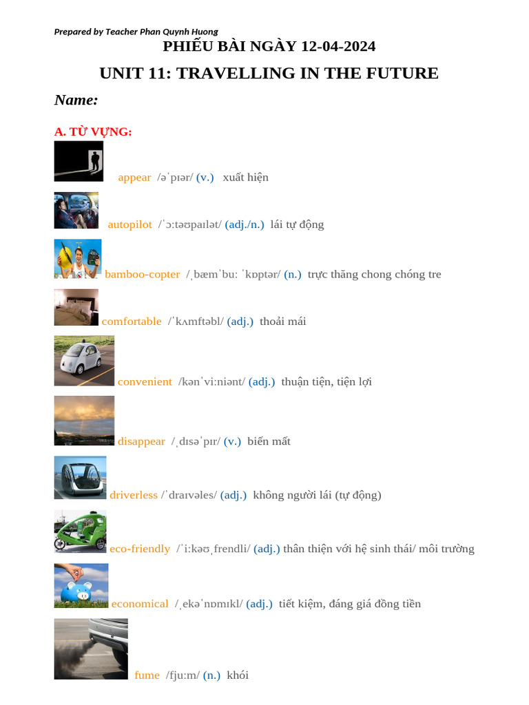 Unit 11 - Travelling in The Future | PDF | Transport