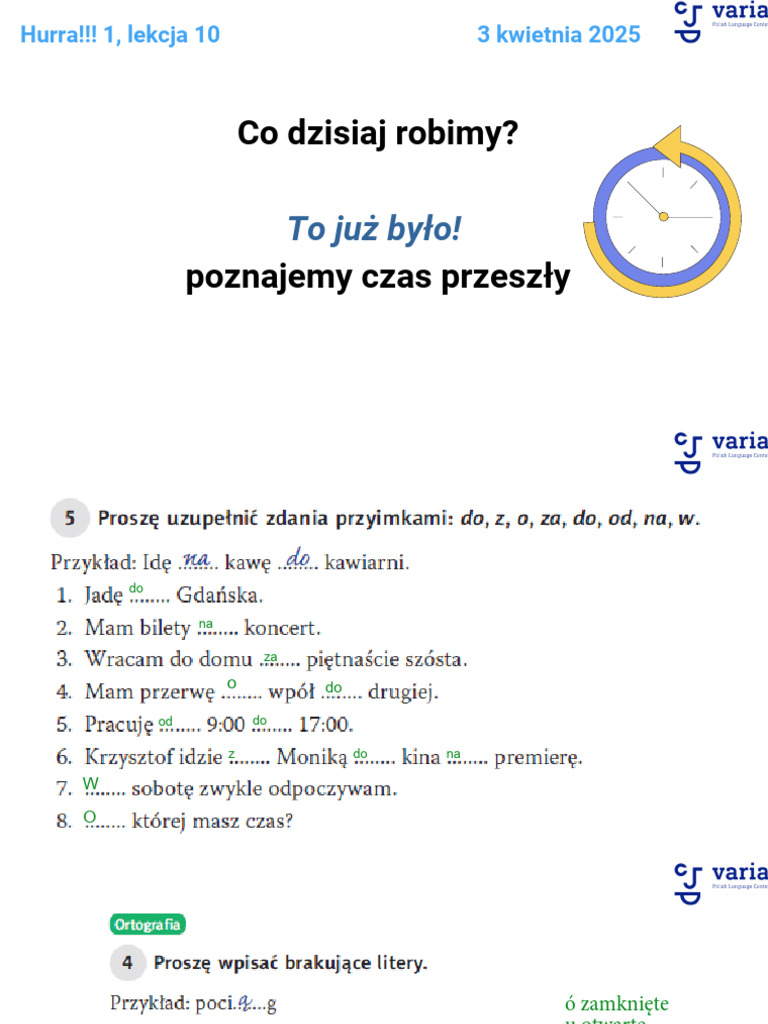 L14 A1.2 Lekcja 10 Hurra 1 | PDF