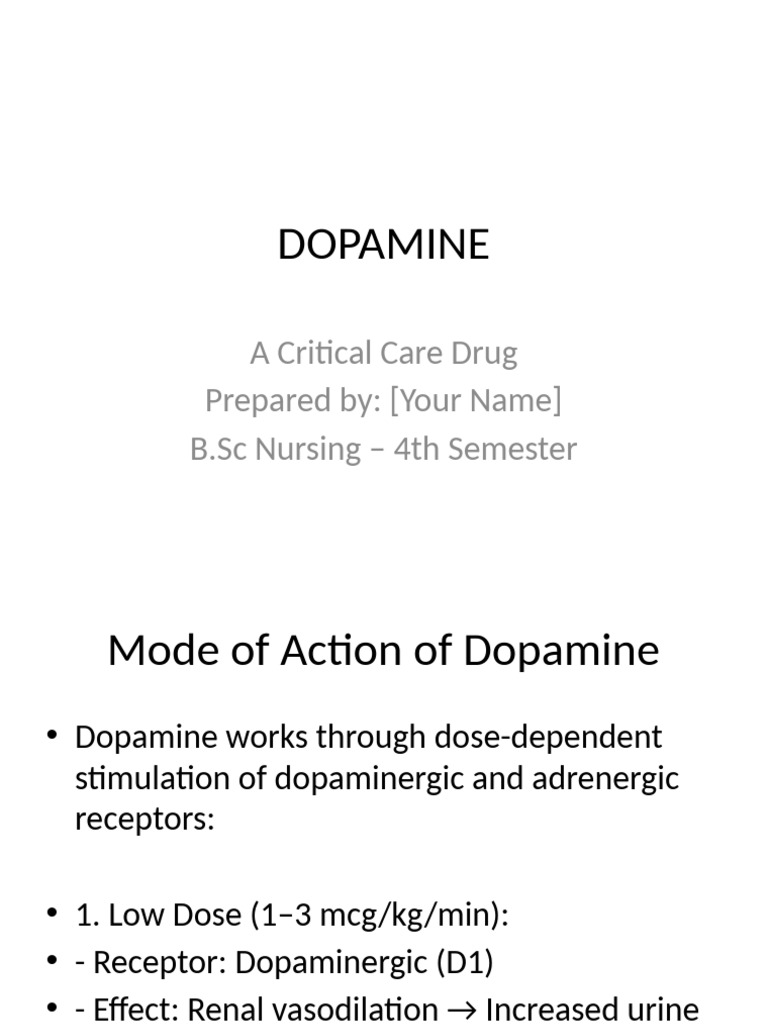 Dopamine Full Presentation | PDF | Shock (Circulatory) | Dopamine