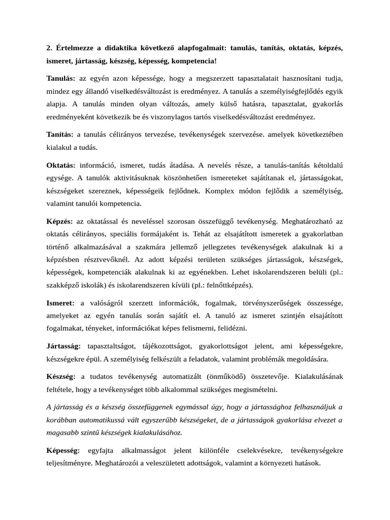 Didaktika Alapfogalmak | PDF