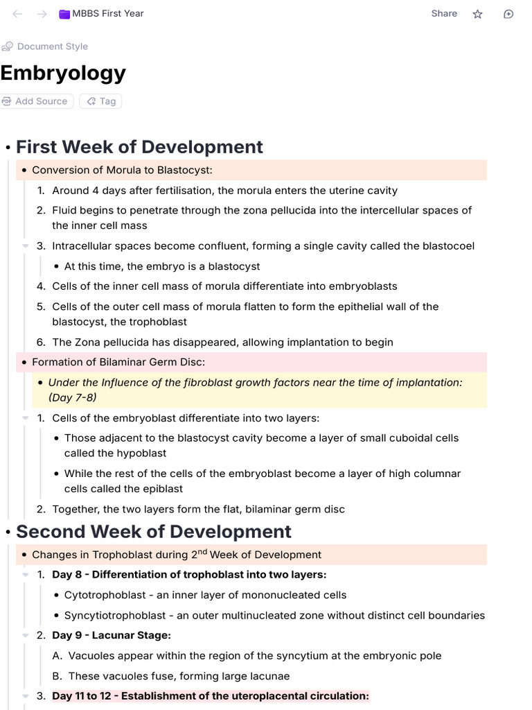 Embryology - High Yield SEQs | PDF | Anatomy | Developmental Biology