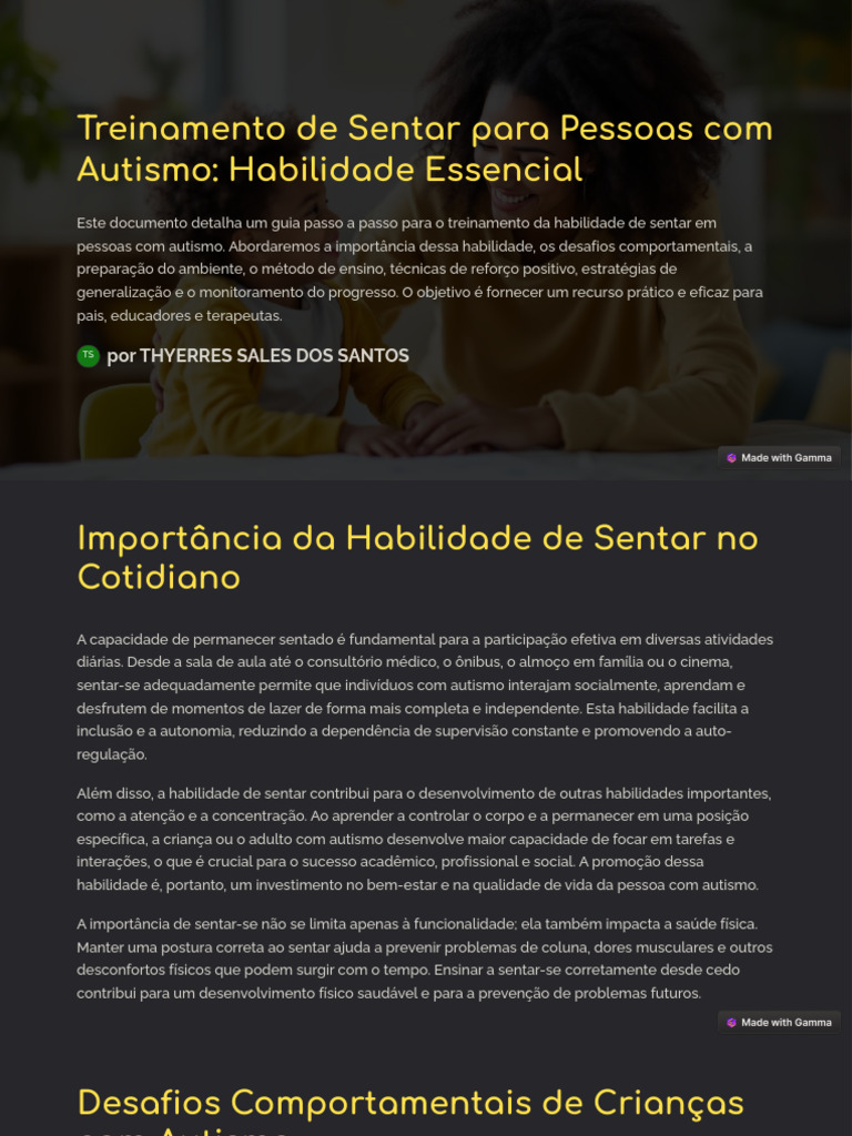 Treinamento de Sentar para Autistas | PDF