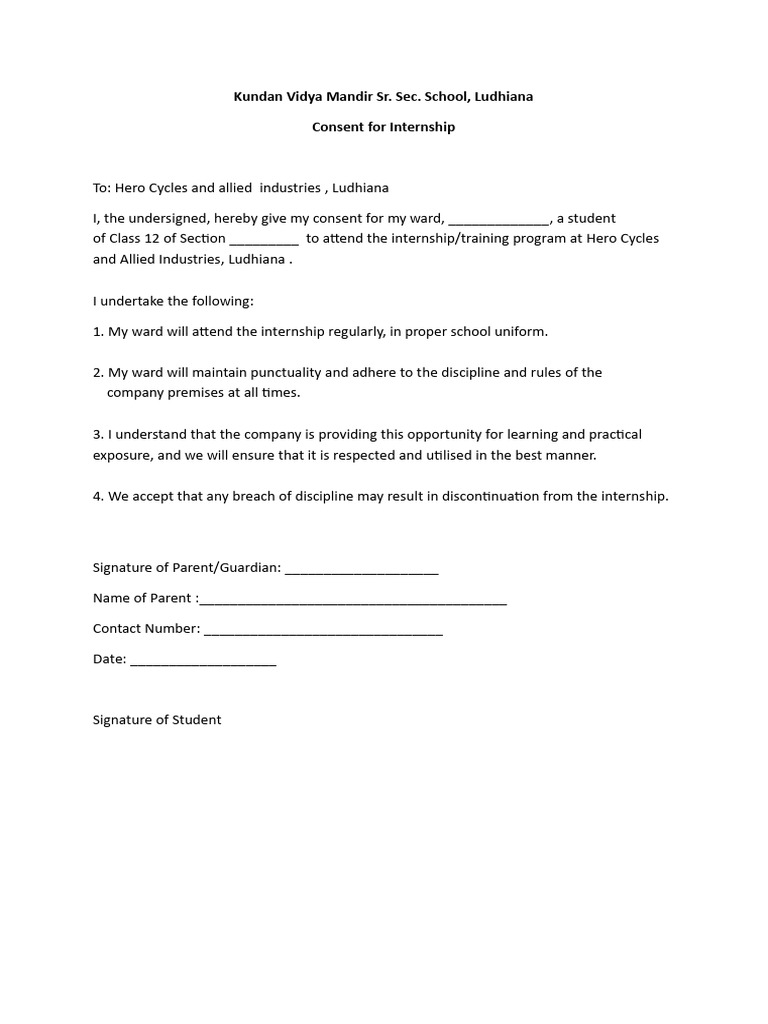 Hero Internship Consent Form | PDF