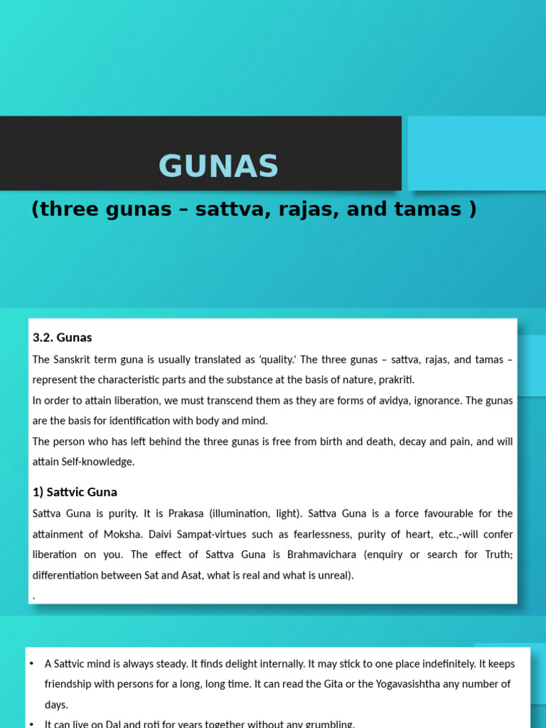 Three Gunas - Sattva, Rajas, and Tamas | PDF | Indian Philosophy ...