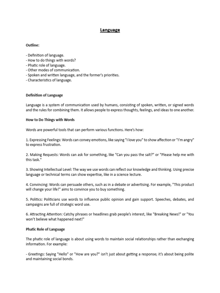 1 Language & Linguistics Class Notes Corrected Version PDF Prof | PDF ...