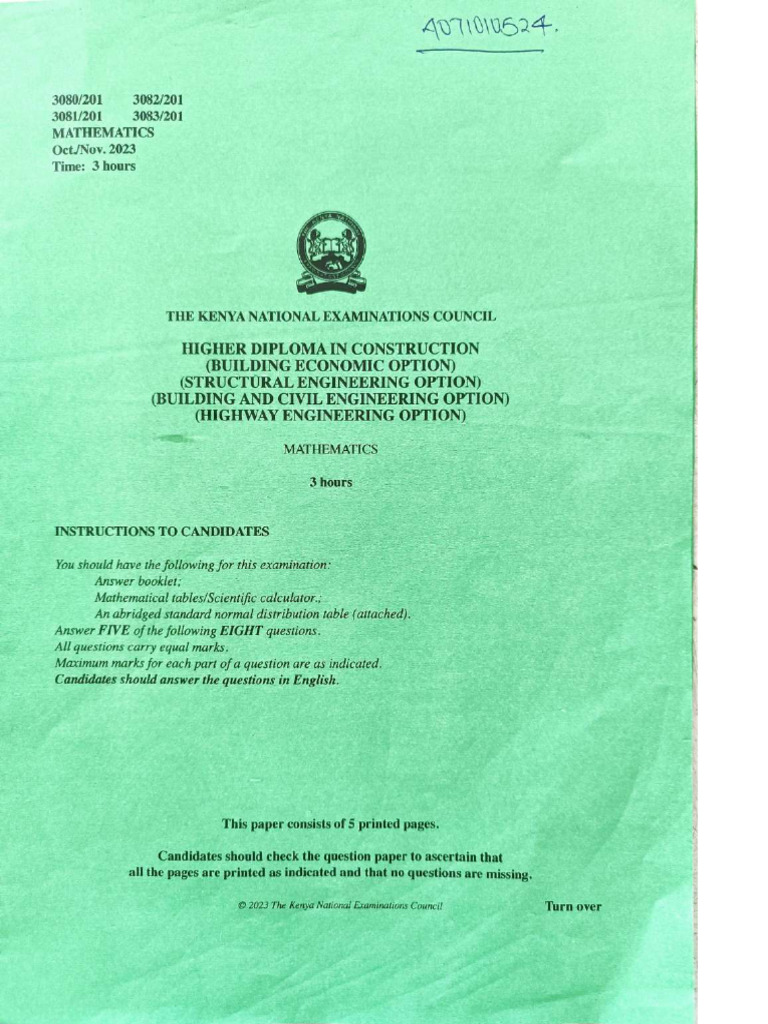 HND Past Paper | PDF