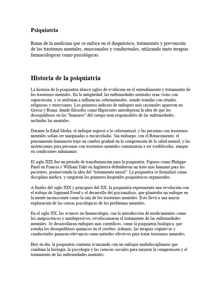 Informe sobre la Psiquiatría Dominicana | PDF | Psiquiatría | Trastorno ...