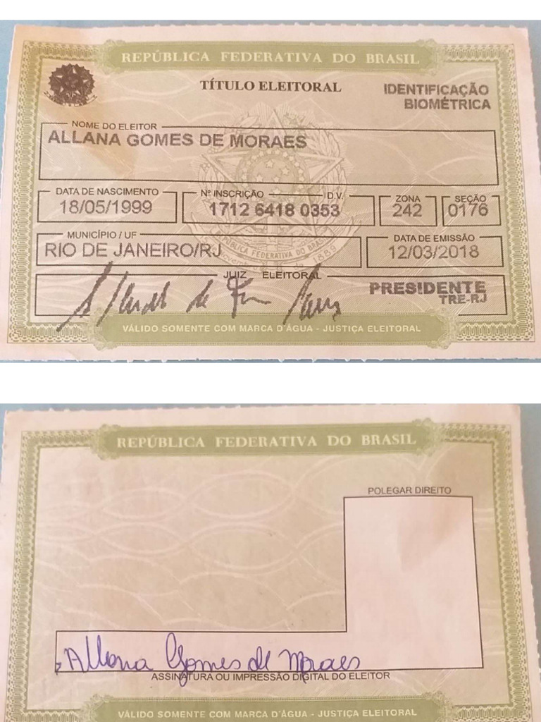 ALLANA - TITULO DE ELEITOR | PDF