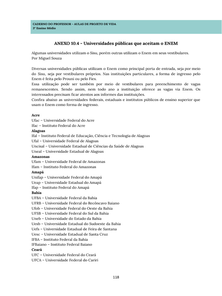 Cópia de 3ºano - Completo Caderno Projeto de Vida Professor - Docx-118-122 | PDF | Brasil ...