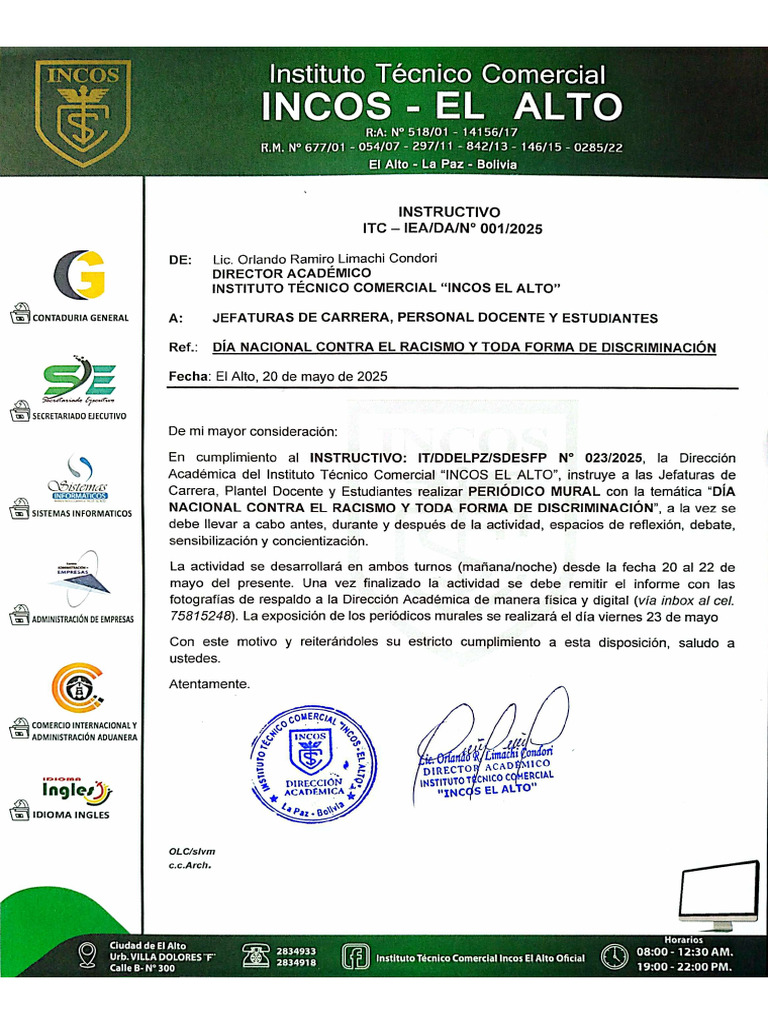 Instructivos Nro. 001 - 2 | PDF