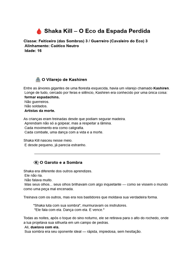 Shaka Kill: O Último Espadachim de Kashiren | PDF | Espada