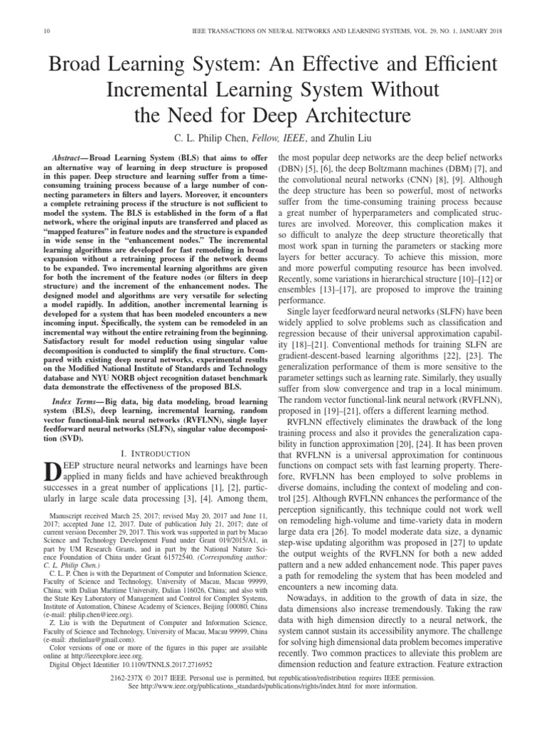 Broad Learning System An Effective and Efficient Incremental Learning System Without The Need ...