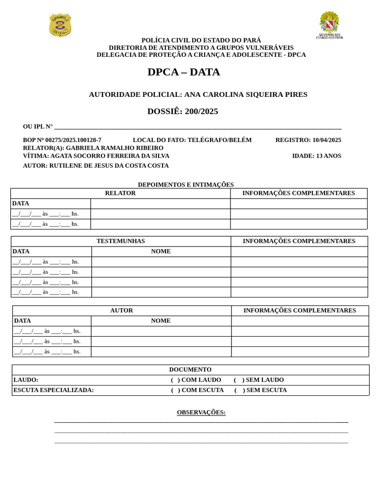 MODELO DE CAPA DPCA - ANA CAROLINA | PDF