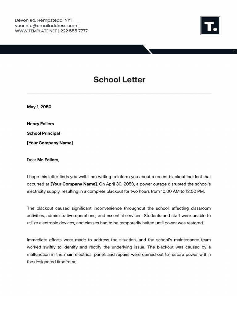 School Letter Template | PDF