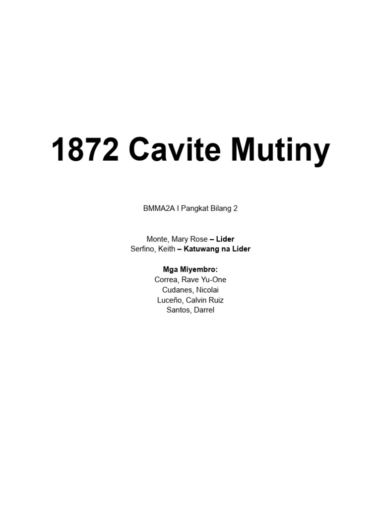 Group 2 The 1872 Cavite NG Mutiny | PDF | New Spain | Philippines