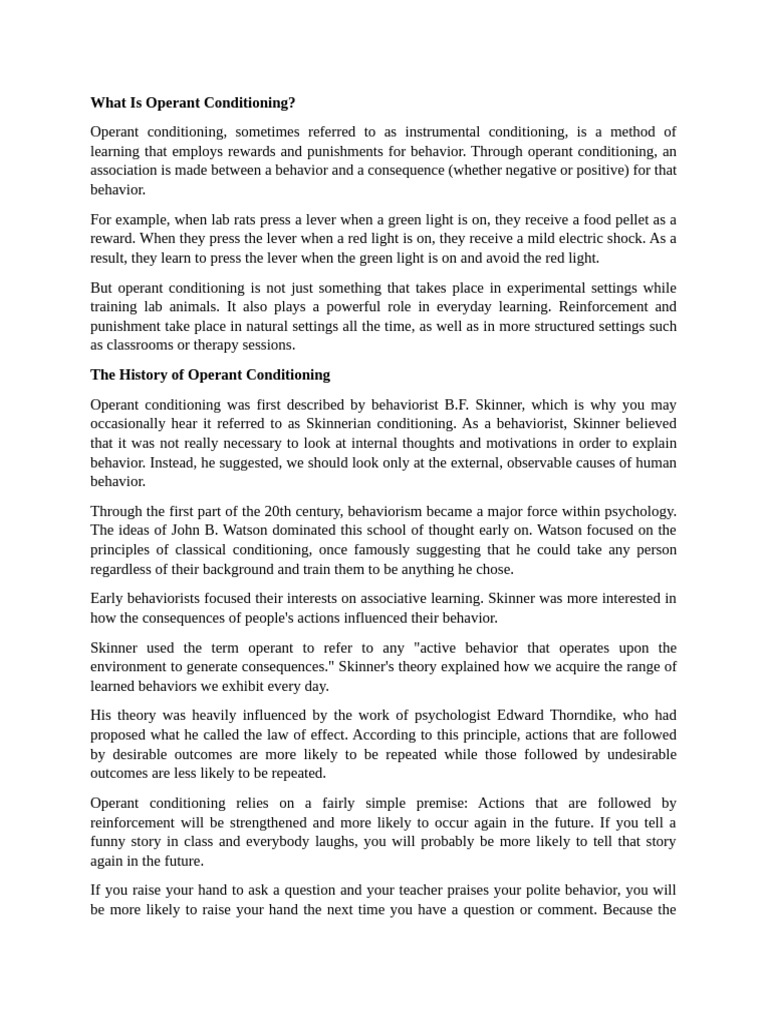 GST204 Operant Conditioning | PDF | Reinforcement | Behaviorism