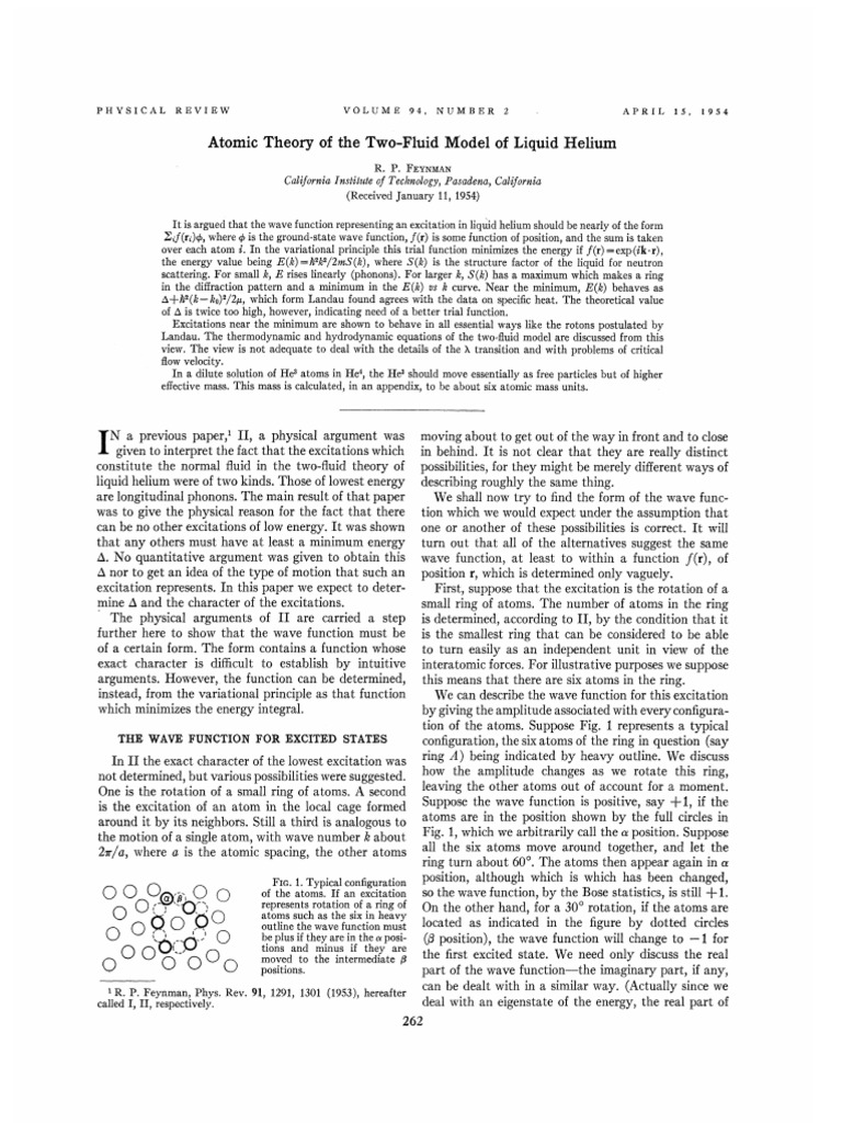PhysRev 94 262-1-6 | PDF | Phonon | Wave Function