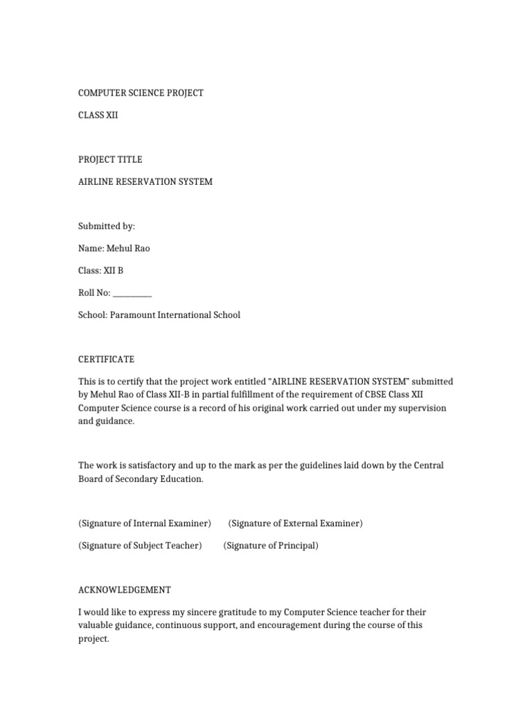 Airline Reservation System Project | PDF | Databases | My Sql