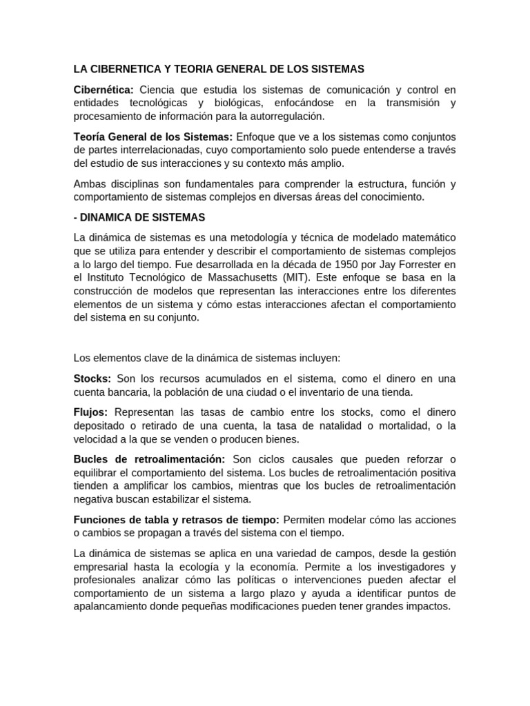 La Cibernetica y Teoria General de Los Sistemas | PDF | Sistema | Importar